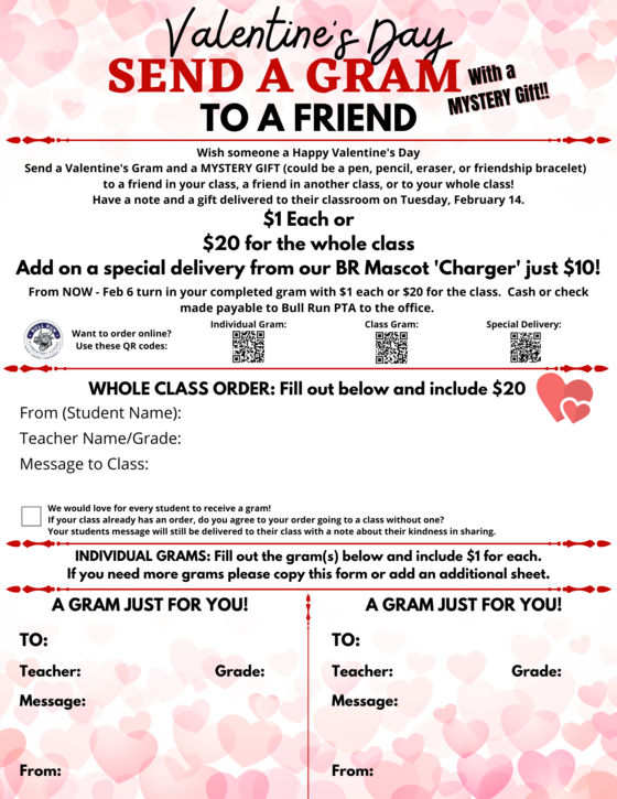 Bull Run PTA VALENTINE GRAMS (Feb 6)