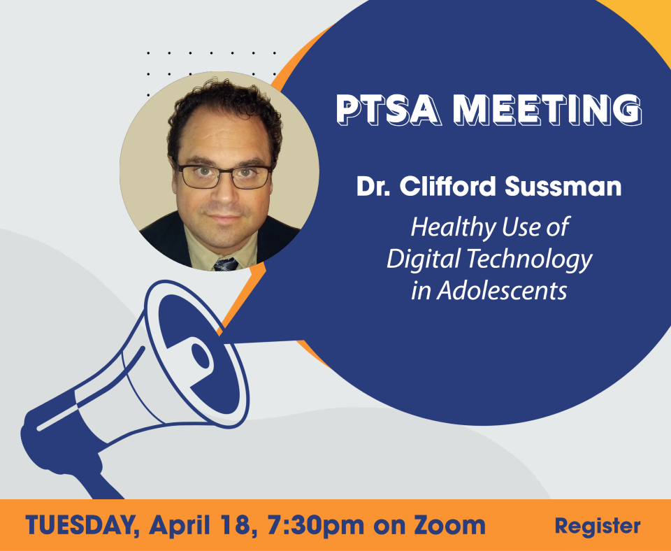 Screentime expert at Tuesday's PTSA Meeting + Volunteer Needs + Nominations