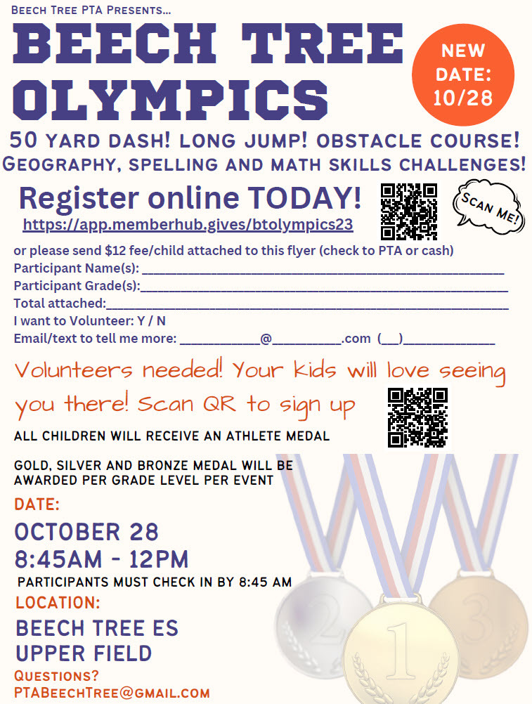Beech Tree PTA Olympics Sat. Oct 28th