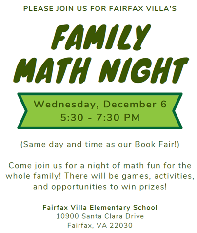 Tonight is Book Fair & Family Math Night