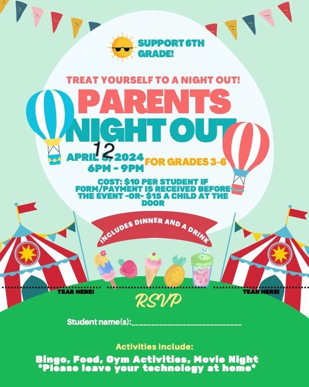 BRES Yearbooks and Parent Night Out Reminders