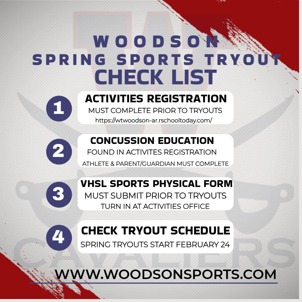Spring Sport Tryouts Feb 24th- Checklist