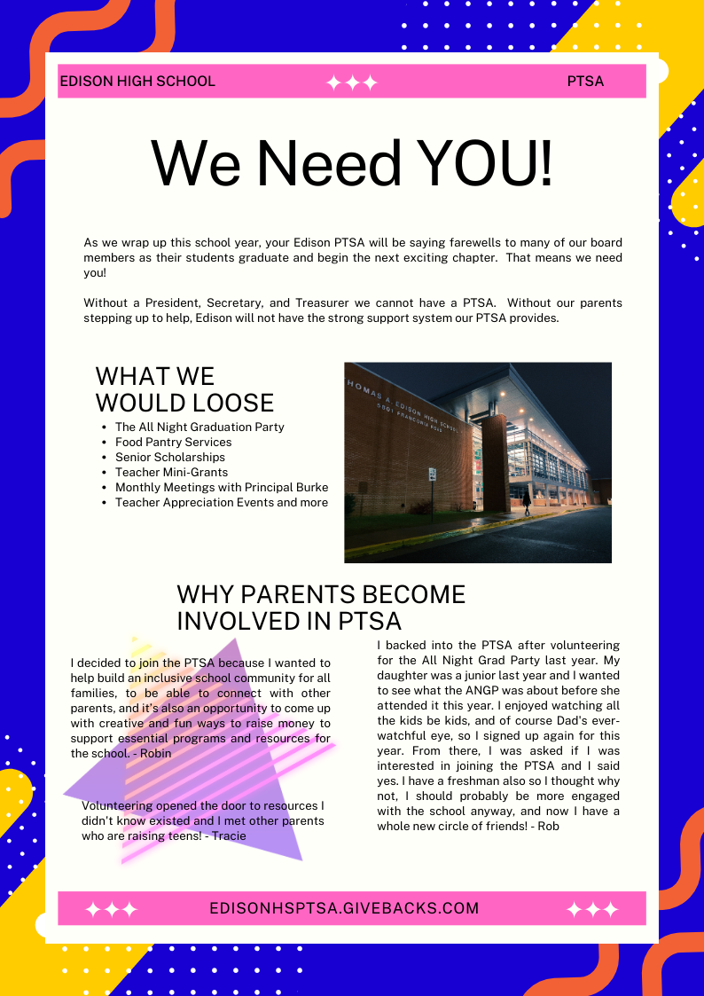 EHS PTSA Newsletter- April 16, 2025