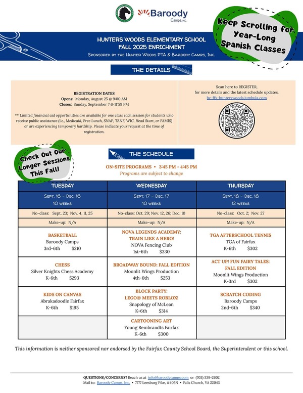 Special Notice: After School Enrichment- Low Enrolled Programs!