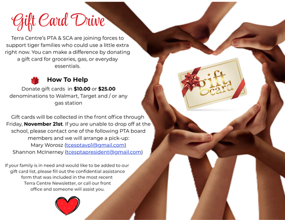 Gift Card Drive for Terra Centre Families