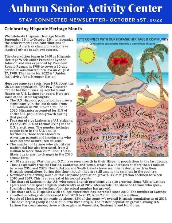 Auburn Senior Activity Center - Stay Connected Newsletter
