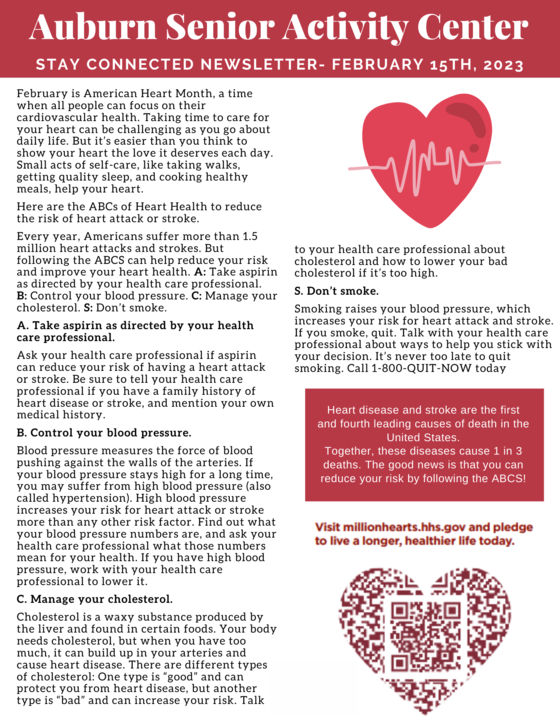 Auburn Senior Activity Center - Stay Connected Newsletter