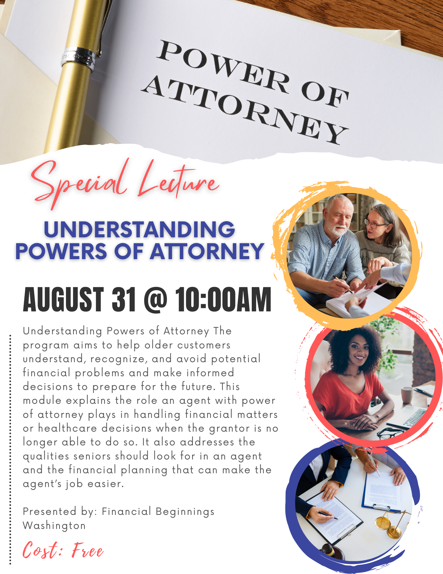 Auburn Senior Activity Center - Power of Attorney Talk on Thursday!