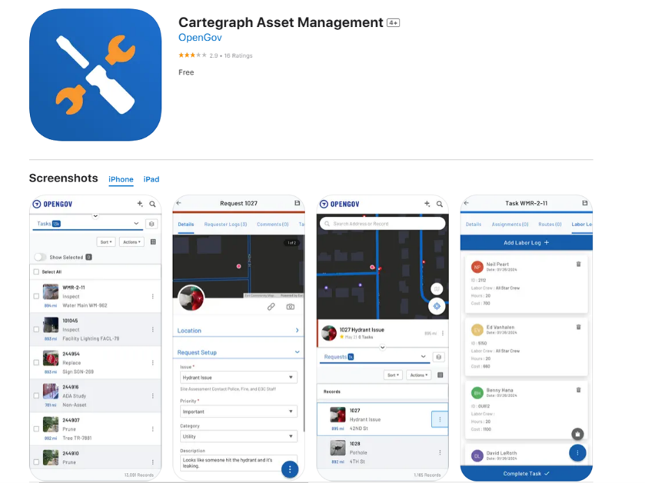 The migration to Cartegraph on OpenGov has been completed.
