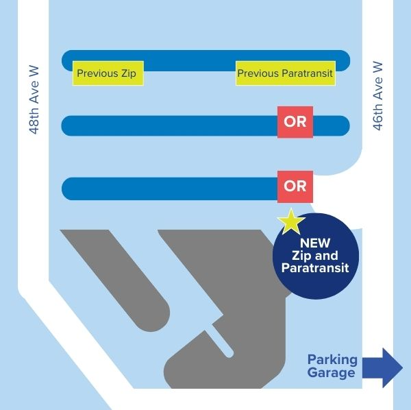 New boarding and drop-off area for Zip Alderwood Shuttle at Lynnwood ...