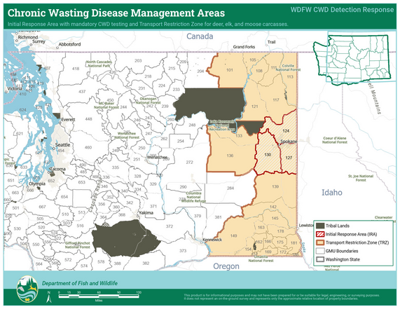 Required CWD testing of salvaged animals in areas of Washington