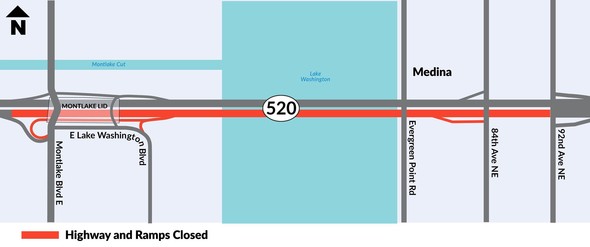 Eastbound SR 520 closed tonight