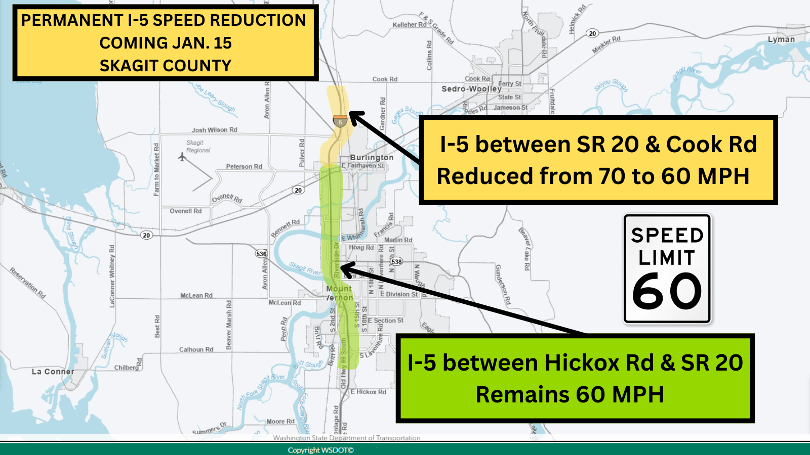 WSDOT News Release: Permanent speed reduction on I-5 between SR 20 ...