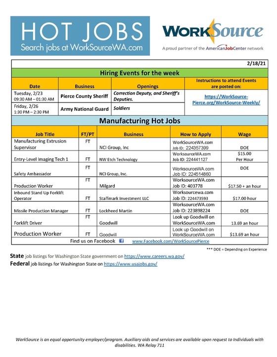 Hot Jobs: Advanced Manufacturing Sector - February 18th