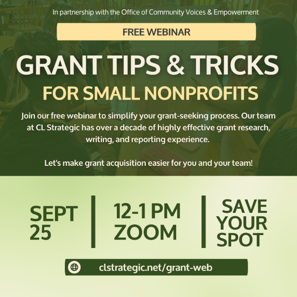 Join a free webinar on grant tips and tricks for small nonprofits