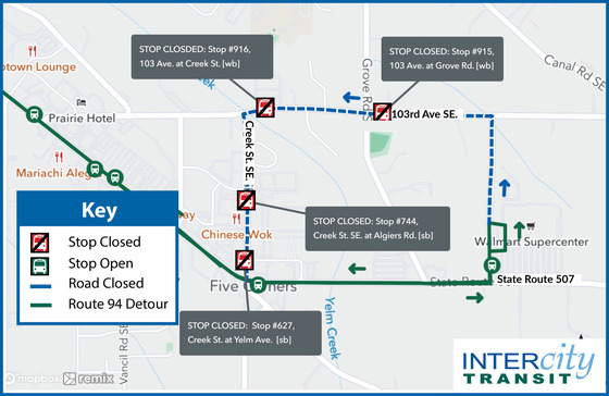 Route 94 will be on detour from 7 a.m. to 7 p.m. Saturday, April 27