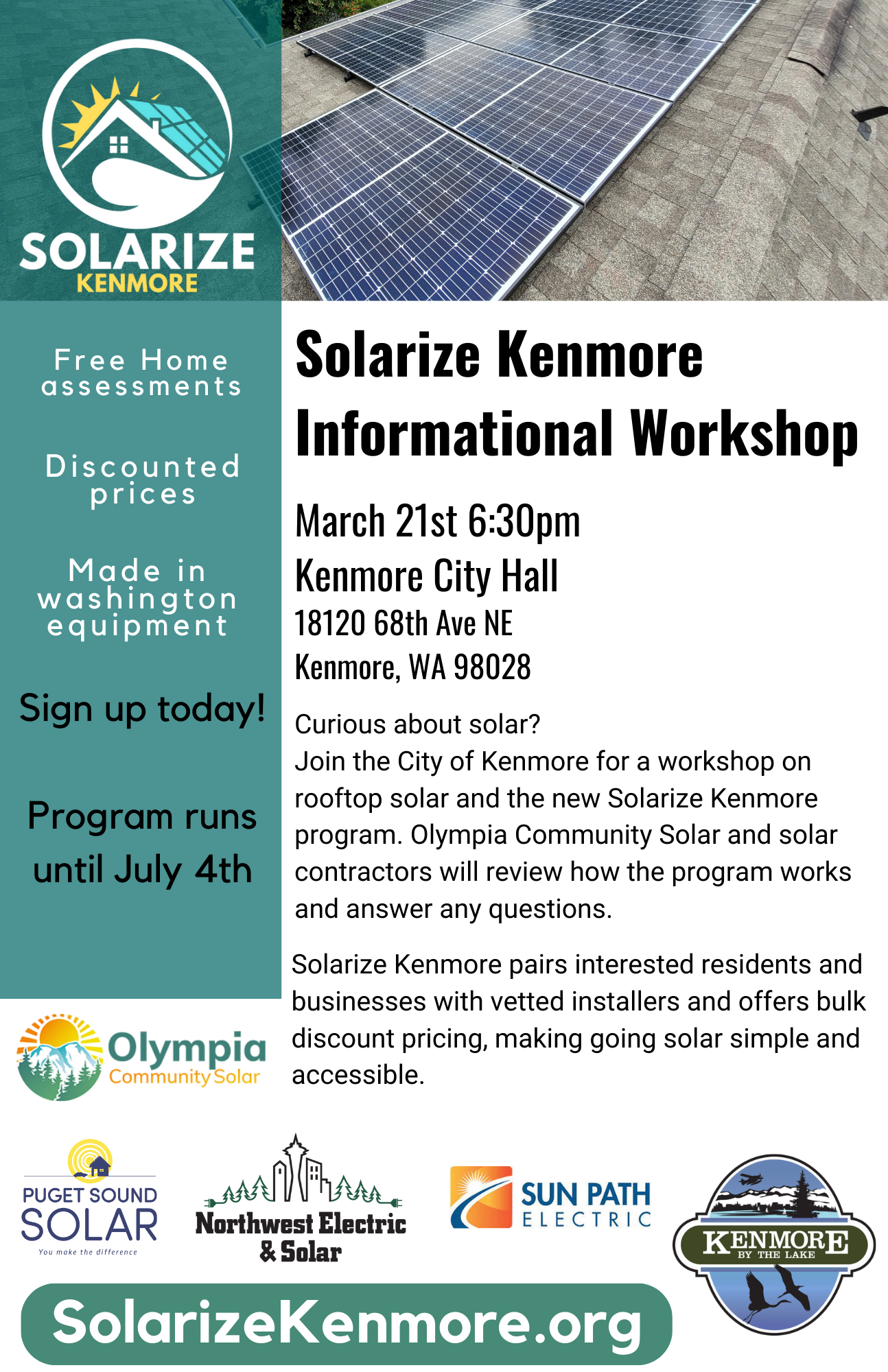 Solarize Kenmore Workshop - Happening this week!