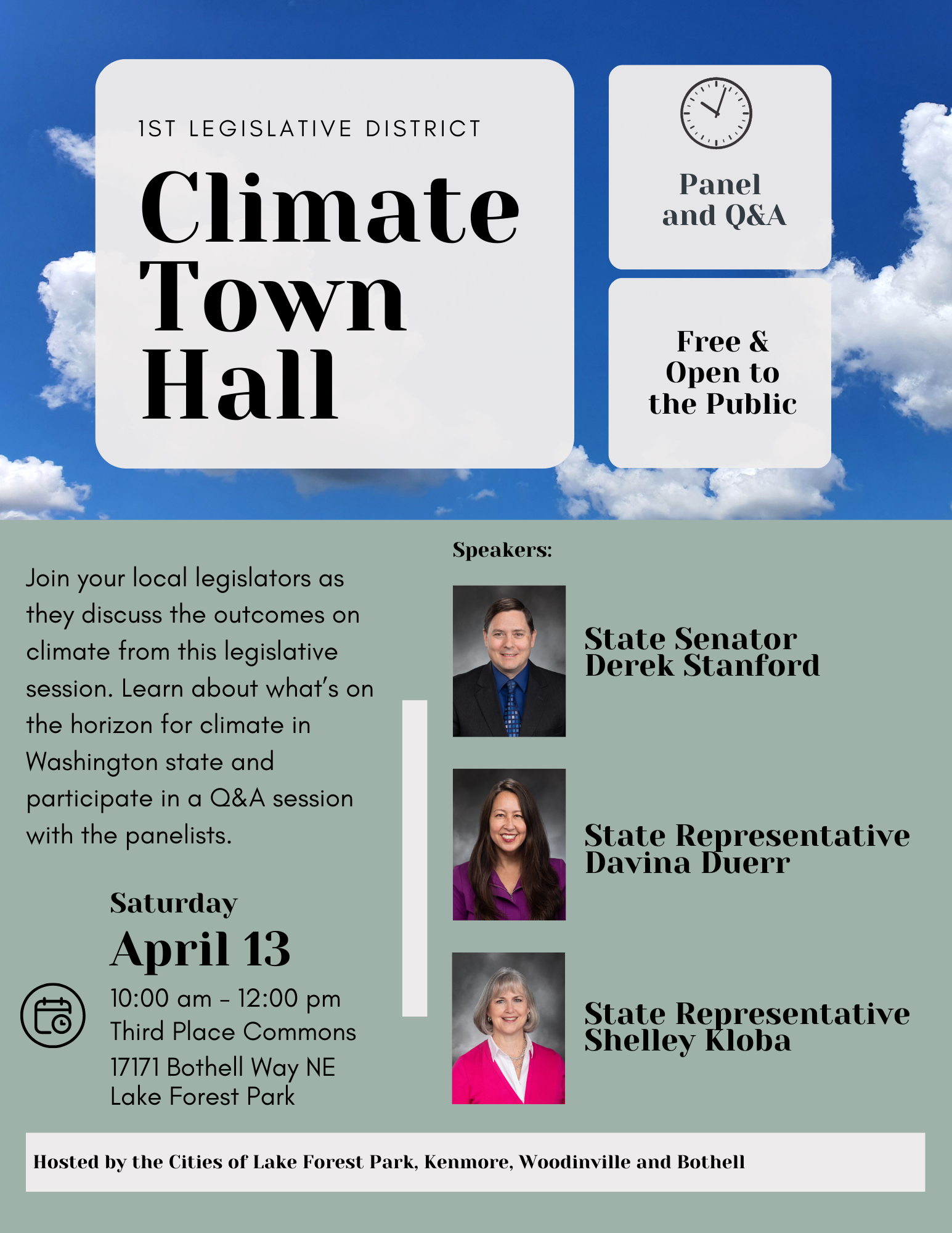 Join Your Local Legislators for a Climate Town Hall on April 13