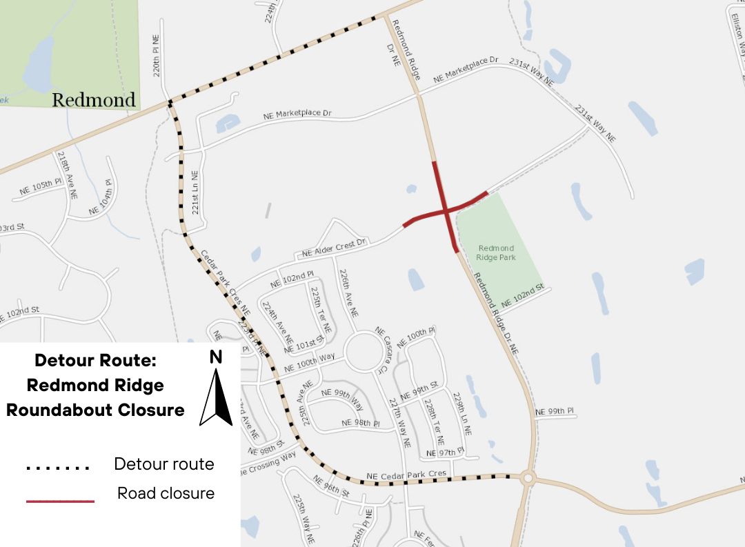 UPDATE Road Alert: 3/14 to 3/15 - CLOSED - Redmond Ridge Roundabout ...
