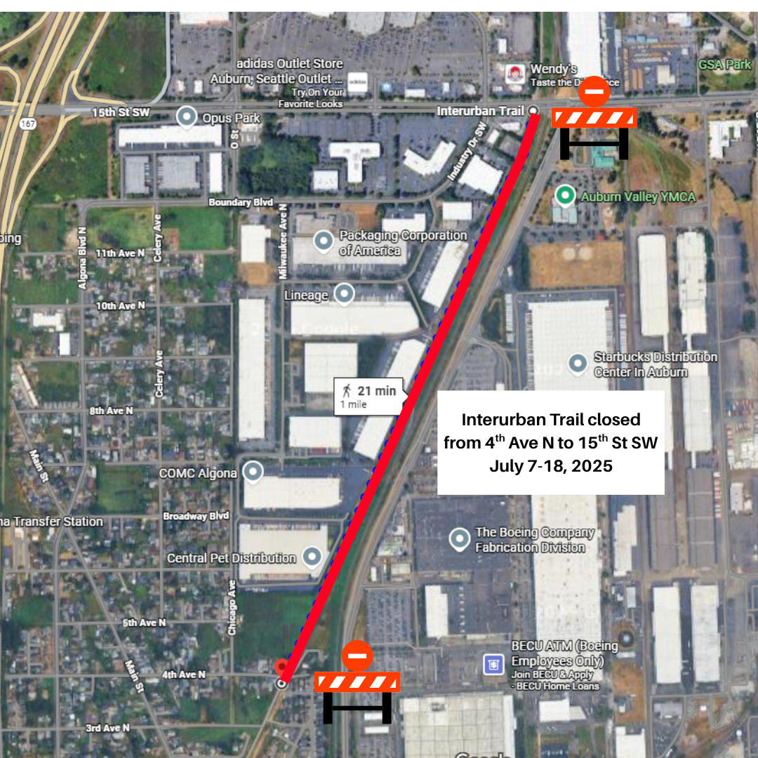 Upcoming closure on the Interurban Trail July 7-18