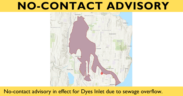 Health advisories issued for Dyes Inlet due to sewage overflow