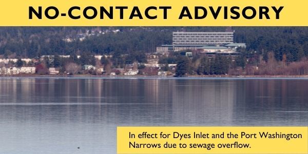 Health advisories issued for Dyes Inlet due to sewage overflow