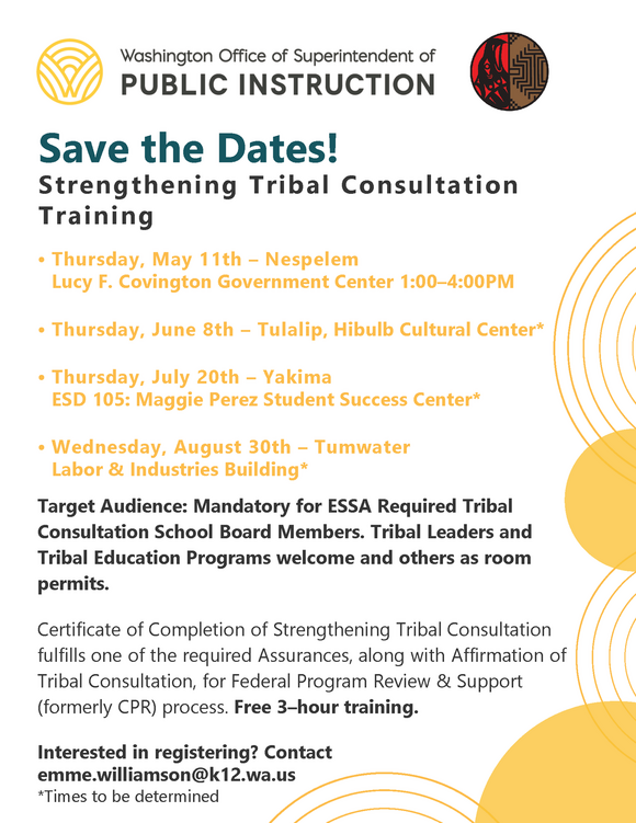 Strengthening Tribal Consultation Training Dates
