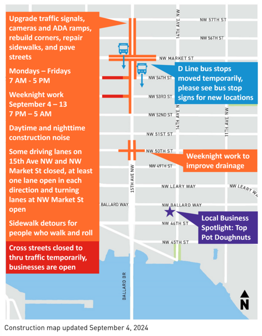 15th Ave W/NW & Ballard Bridge Construction Update – September 6, 2024