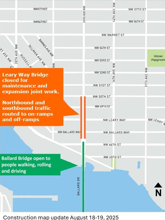 Construction updates for 15th Ave W/NW and Ballard Bridge