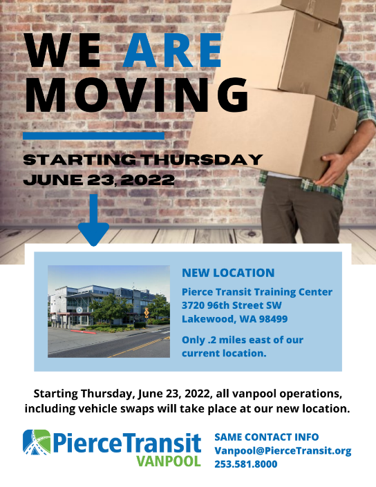 REMINDER: Vanpool is moving!