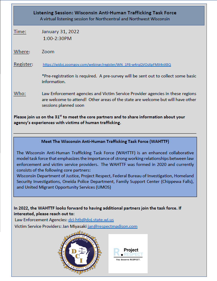 WI Anti-Human Trafficking Task Force Listening Session