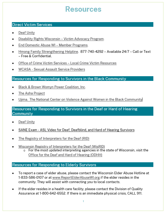 Best Practice Recommendations for Sexual Assault Response Teams