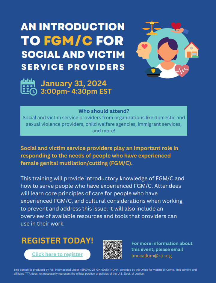 The VOCA Center: Webinar on FGM/C for Social and Victim Service Providers