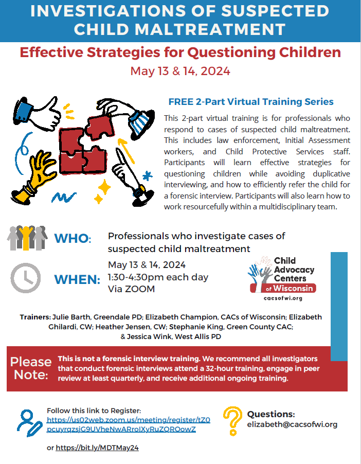 FREE MDT Trainings for Professionals Who Investigate Suspected Child ...