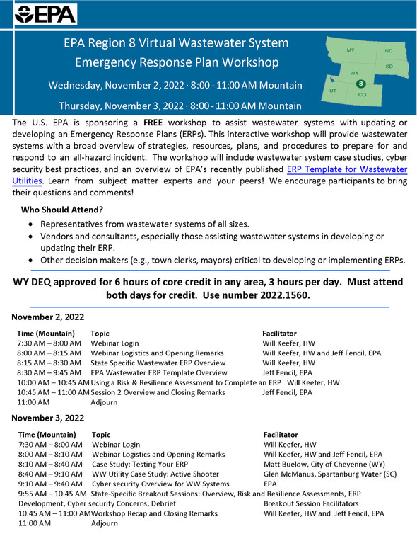 EPA Wastewater Emergency Response Plan Workshop WY DEQ-Approved ...