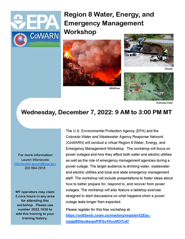 EPA Power Resiliency Workshop WY DEQ-Approved Core Training Opportunity