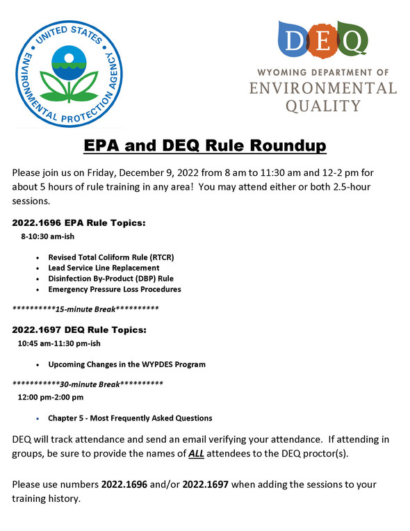 UPDATE! Login is now possible using the link below!!!!!EPA and DEQ Rule ...
